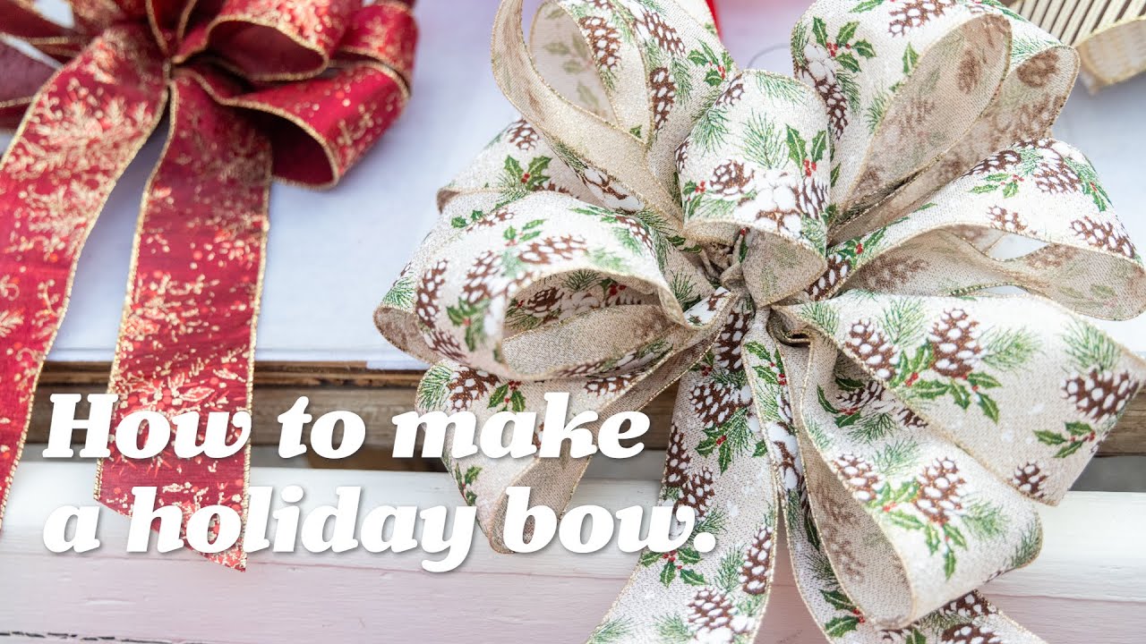 Wreath Bow With Adjustable Tails - Christmas Bow Tutorial 2 - YouTube