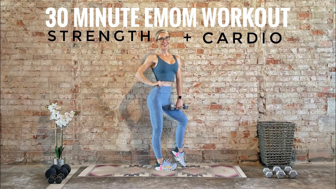 30 Minute Full Body EMOM Workout | Strength and Cardio | Dumbbells Only ...