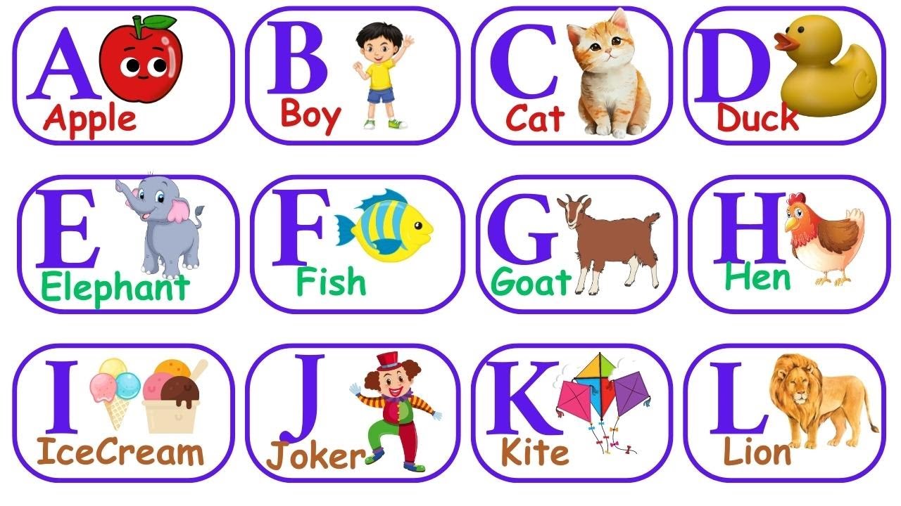English alphabet learn A to Z ABC preschool Book learning A for apple ...
