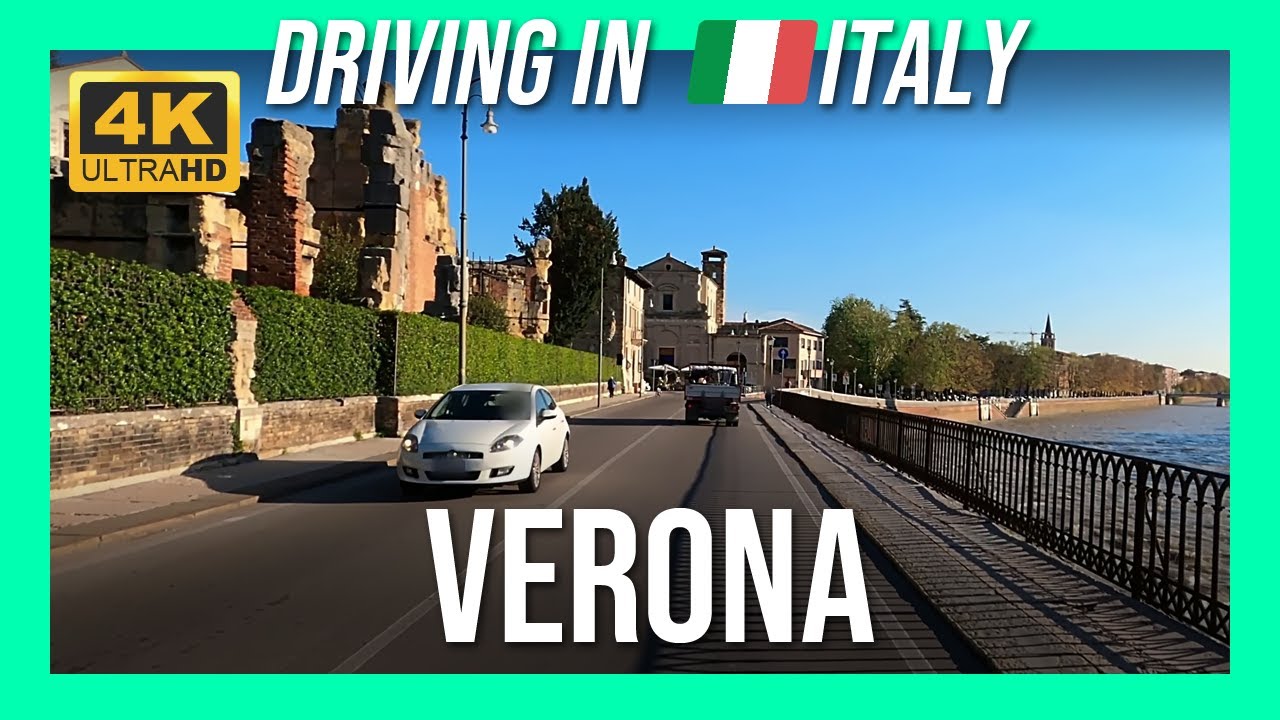 Driving in Verona (Italy): Scenic drive along the river Adige (4K 60fps ...