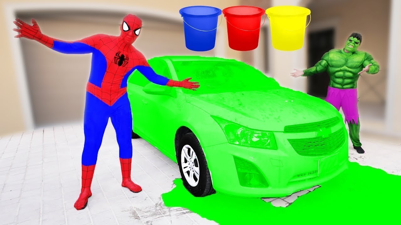 Learn colors in English with Spiderman the spider man. children's ...