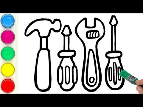 4 Toy Hand Tools Drawing, Painting, Coloring for kids and Toddlers ...