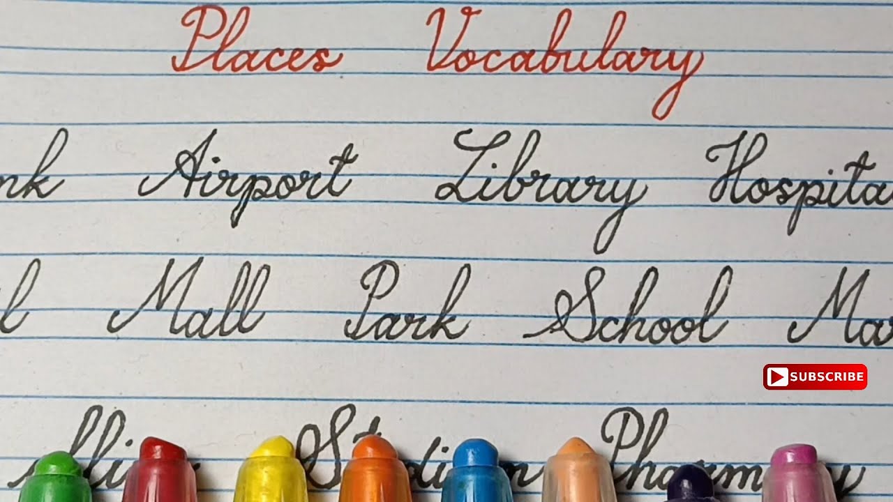 Places Vocabulary in Cursive Writing Practice | Cursive Writing A to Z ...