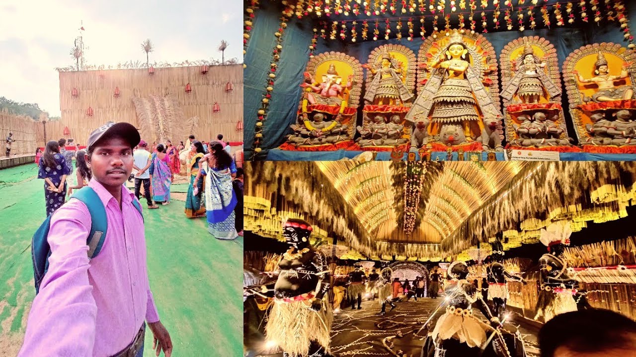 parwaliya durga puja pandal 2023 | adivasi full kalchar themes pandal ...