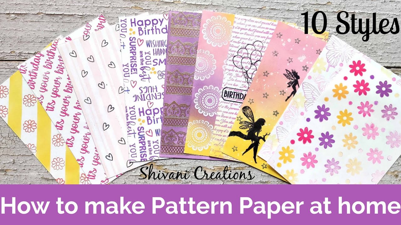 How to make Pattern Paper at Home/ Card Background Ideas/ 10 Different ...