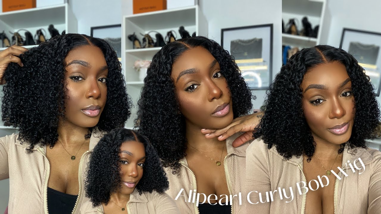 MOST NATURAL THICK CURLY BOB WIG! ALIPEARL WIG REVIEW - YouTube