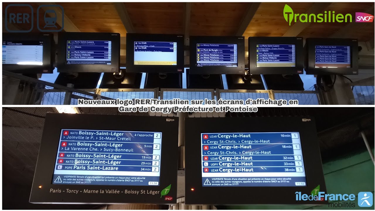 Nouveaux logo RER/Transilien sur les écrans d'affichage en Gare de ...