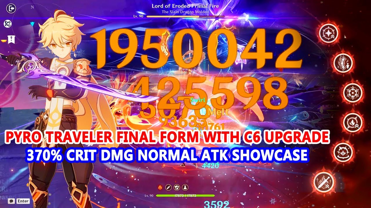 Pyro Traveler Final Form with Constellation C6 Upgrade : 370% Crit DMG ...