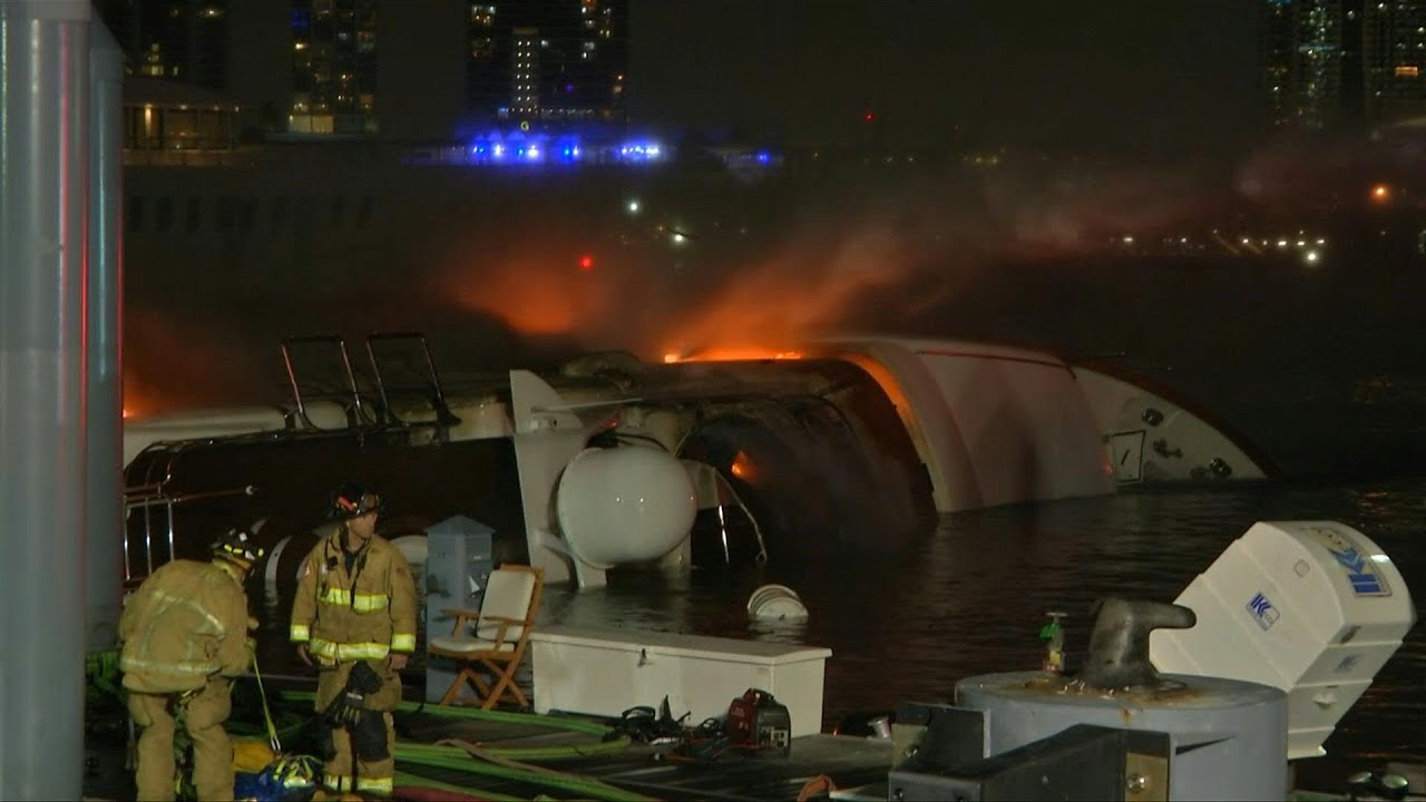 Fire destroys singer Marc Anthony's yacht in Miami | AFP - YouTube