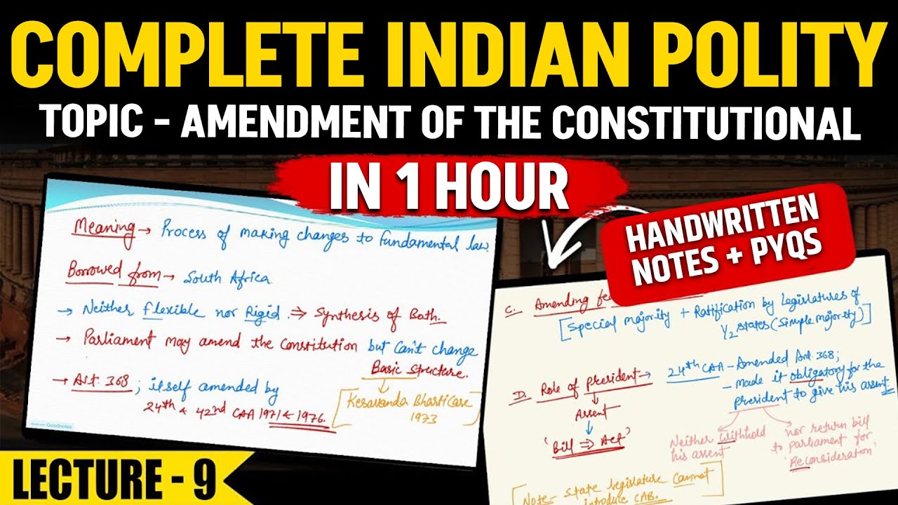 Complete Indian Polity | Amendment Of The Constitution | Ep9 | UPSC ...
