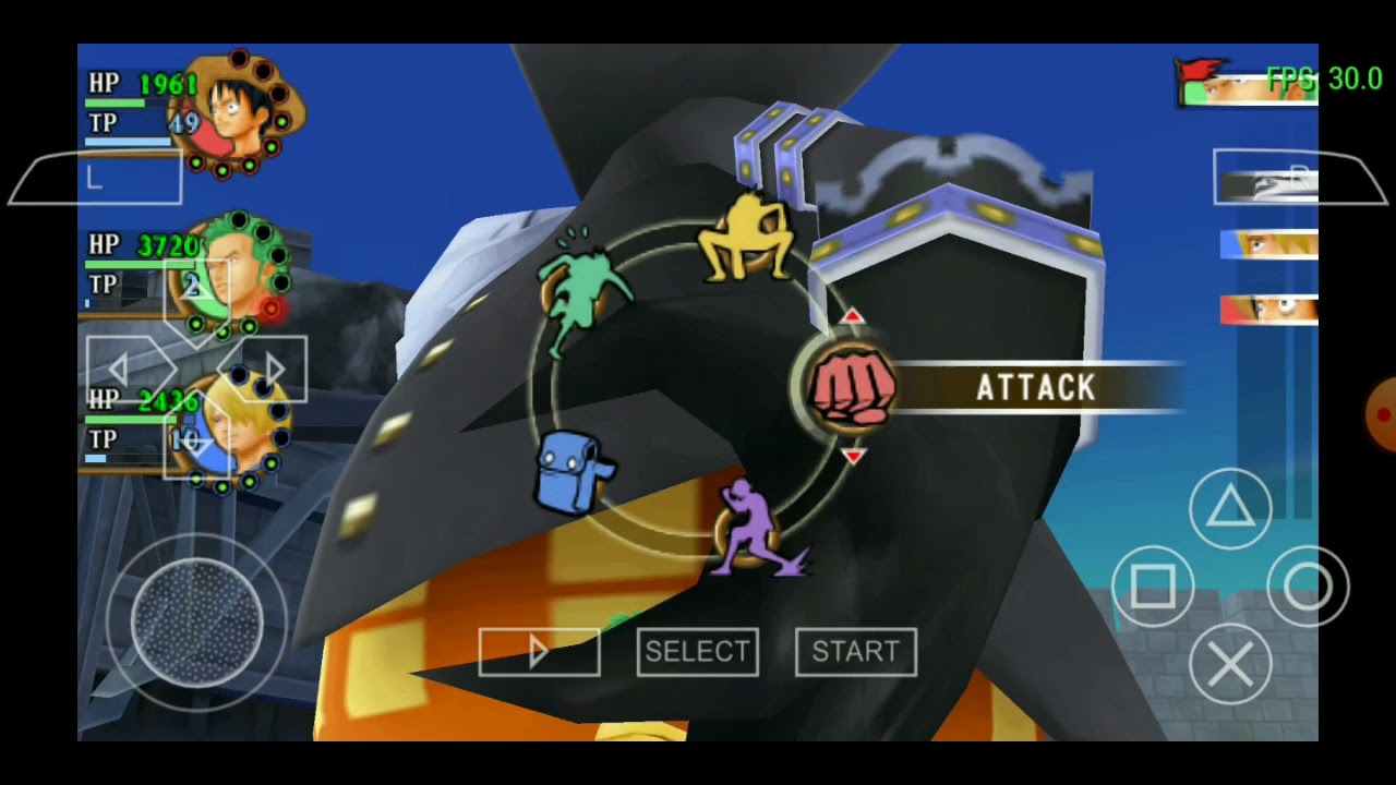 One Piece Romance Dawn ppsspp (ENG) Arc Thriller Bark Final Part - YouTube