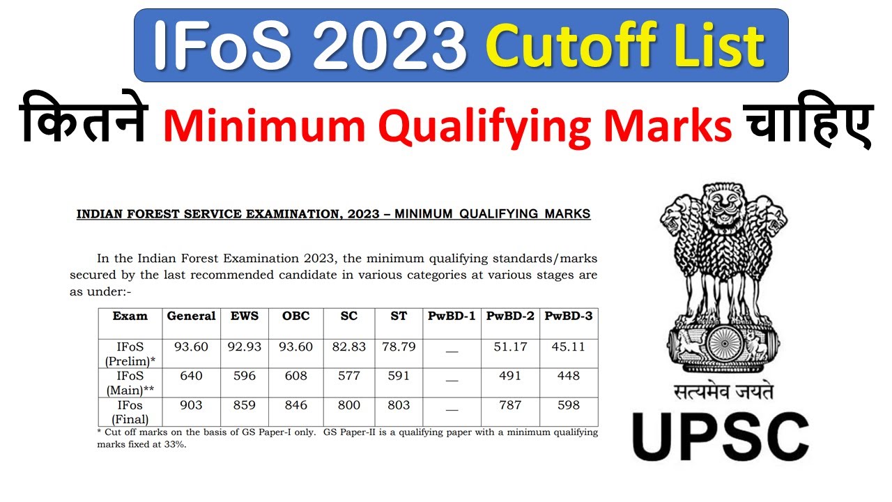 Indian forest service 2023 Cutoff|| IFoS 2023 minimum qualifying Marks ...