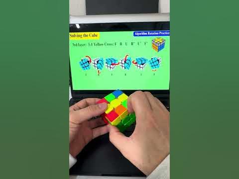 (Day5 practice) 3rd layer: 3-1 Yellow Cross F R U R’ U’ F’. Algorithm Rotation Practice - YouTube