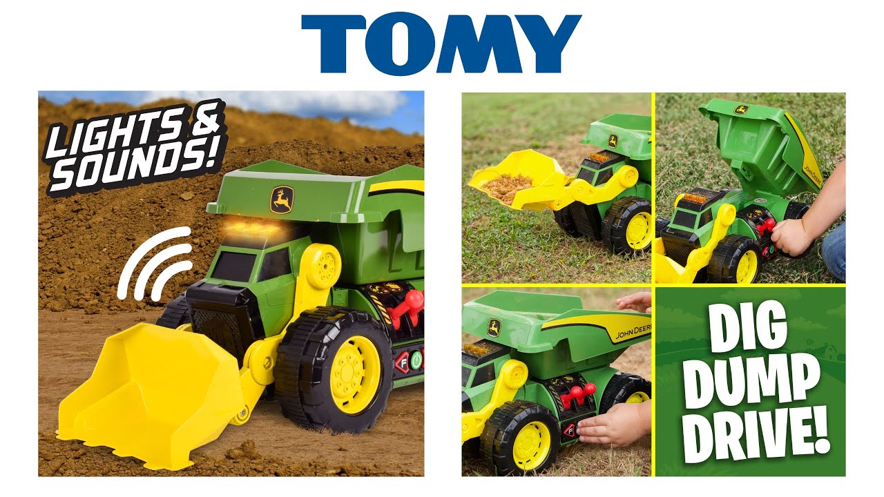 John Deere 46cm 2 in 1 Dig & Dump Rig Toy Dump Truck and Front Loader ...
