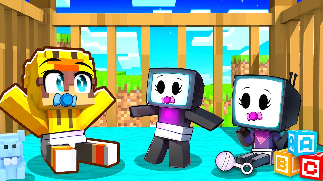 Adopting BABY TV WOMAN in Minecraft! - YouTube