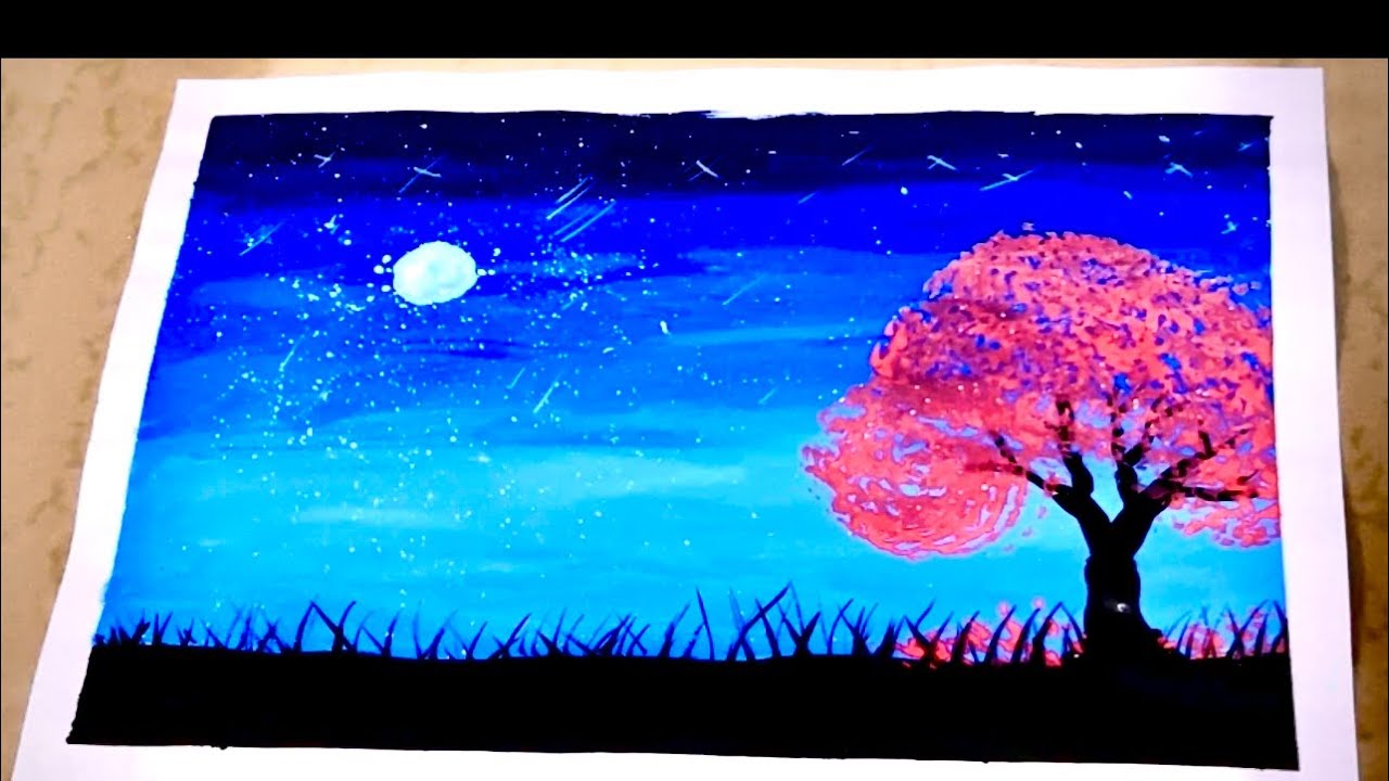 Beautiful scenery painting easy//how to draw scenery painting step by step - YouTube