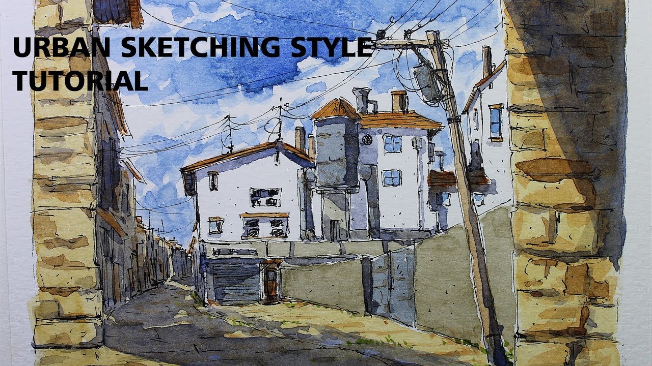 Line and Wash Watercolor Urban Sketching Style Easy and Simple By Nil ...
