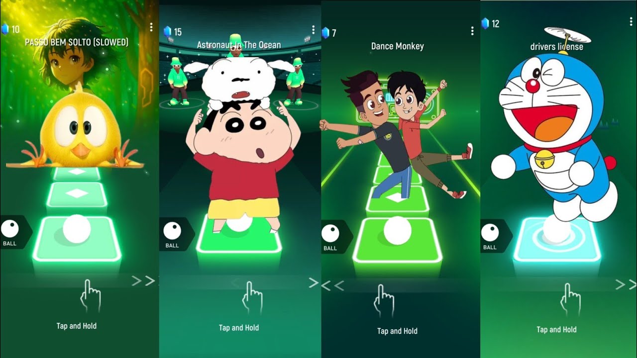 Chikky Vs Shinchen Vs chikoo bunty Vs Doremon - Tiles hop EDM Rush ...