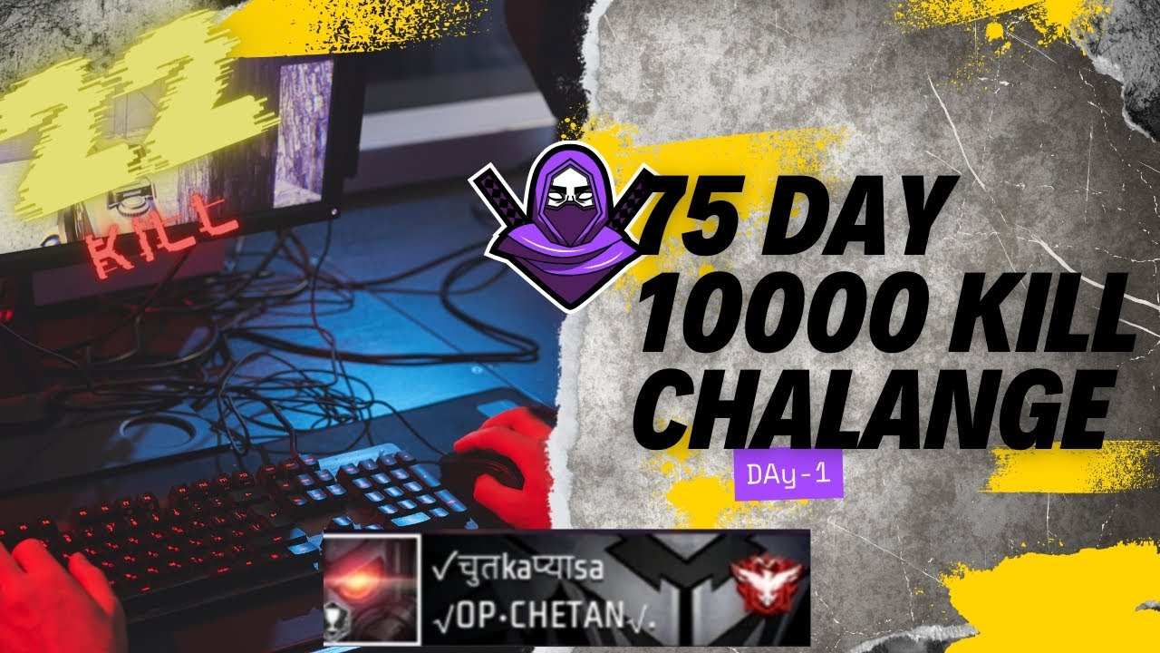 Free fire ,75 day⏳, 10000 kill💀 hard challenge (Day-1) 22 kill # ...