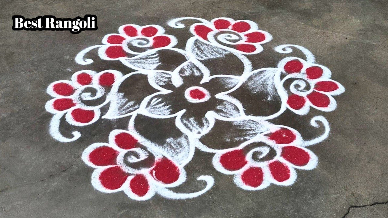 Thursday special rangoli design with 5 dots - YouTube