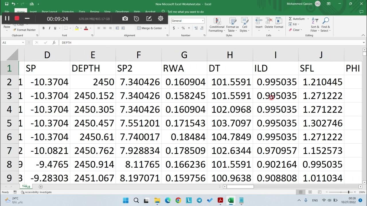 well log using excel: Rwa method - YouTube