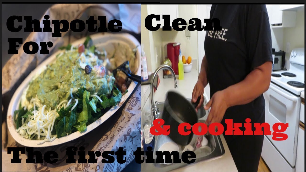 CHIPOTLE FOR THE FIRST TIME/ CLEANING, & COOKING FOR THE KIDS!! - YouTube