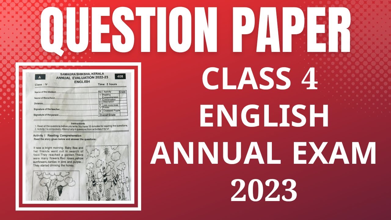 QUESTION PAPER CLASS 4 ENGLISH ANNUAL EXAM 2023 - YouTube