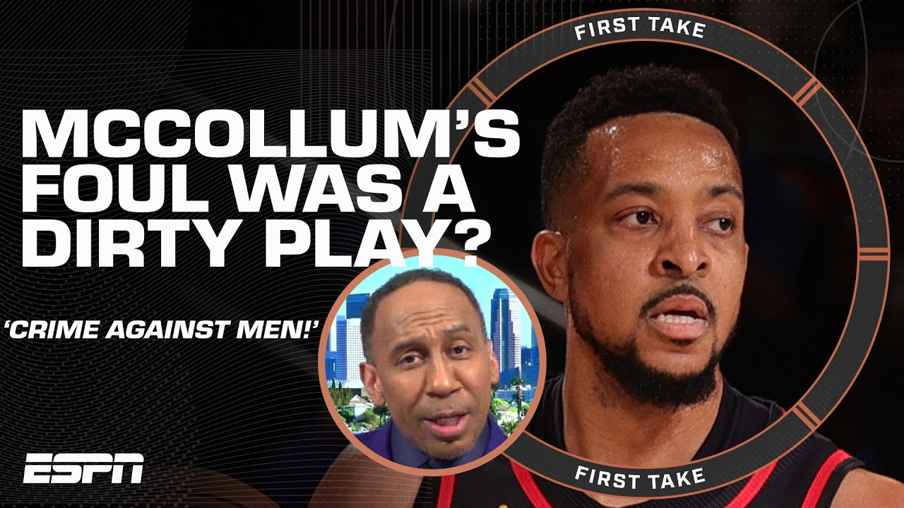 Stephen A. calls CJ McCollum’s foul on Jalen Brunson a CRIME AGAINST ...
