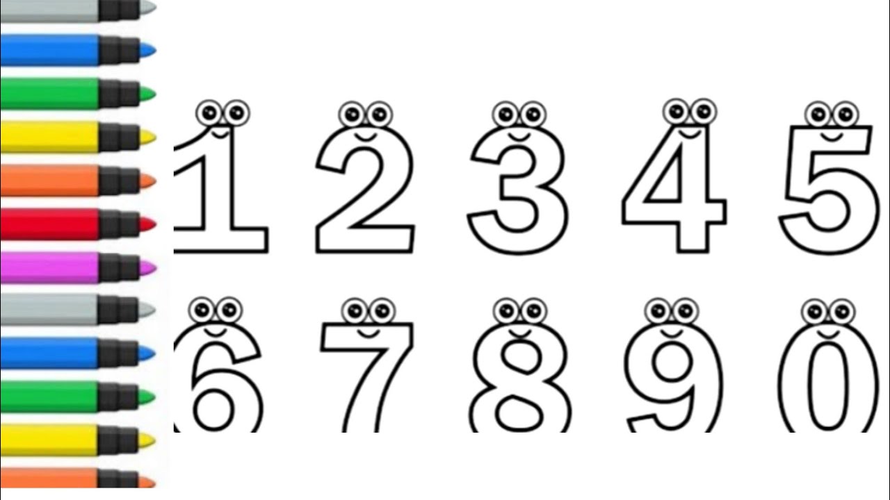 Simple Digit Numbers Drawing, Coloring for Kids, Toddlers l Learn ...