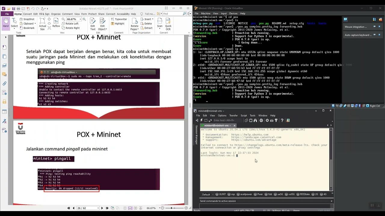 Mininet + POX Simulasi - YouTube