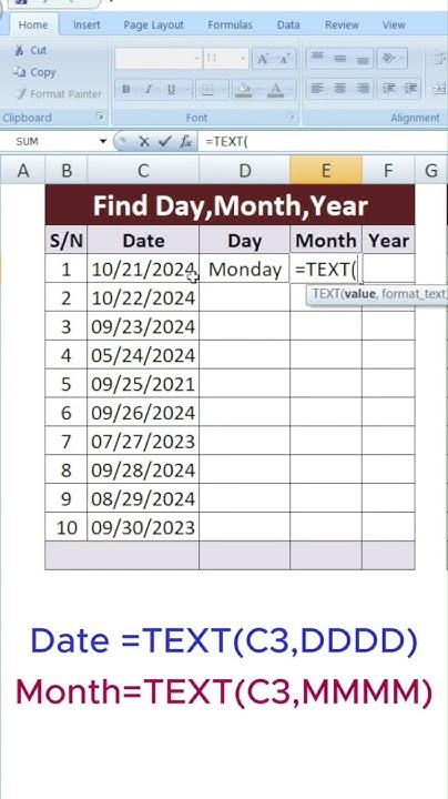 How to Sparate Date, Month, Year On Excel | Excel By Arif #excel #excelformula #exceltips # ...