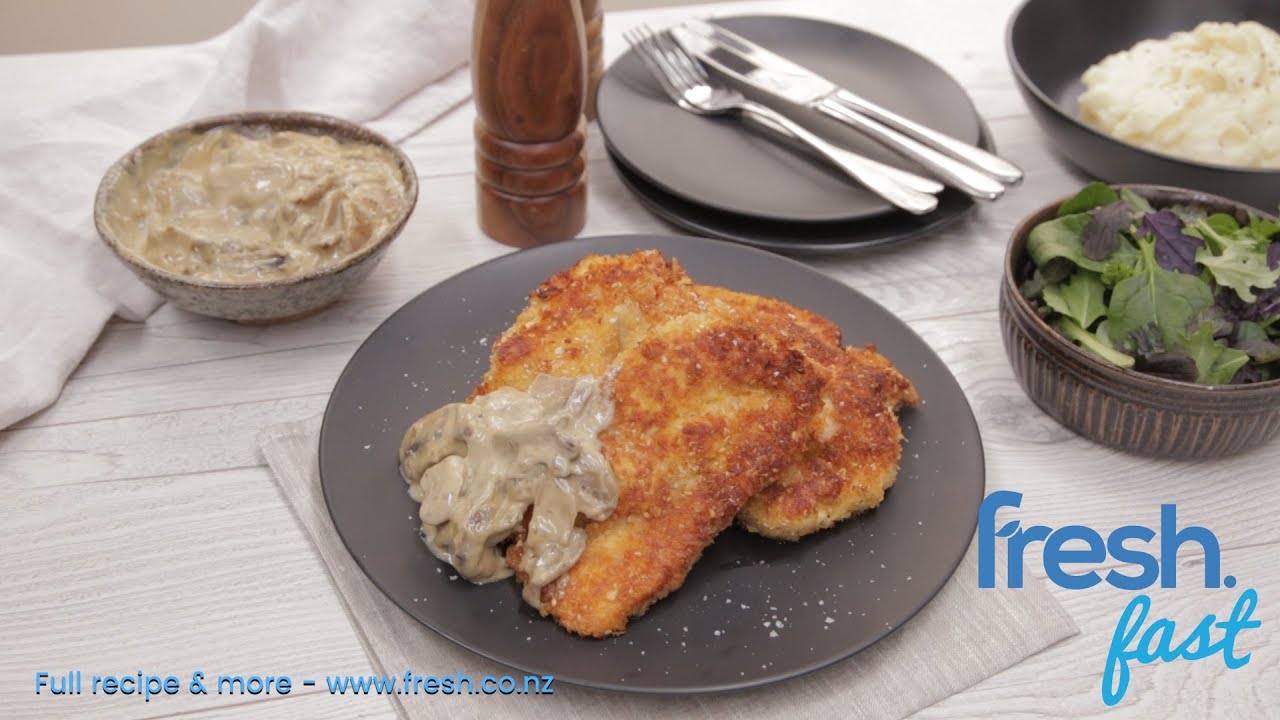 Chicken Schnitzel with Mushroom Sauce Recipe - YouTube