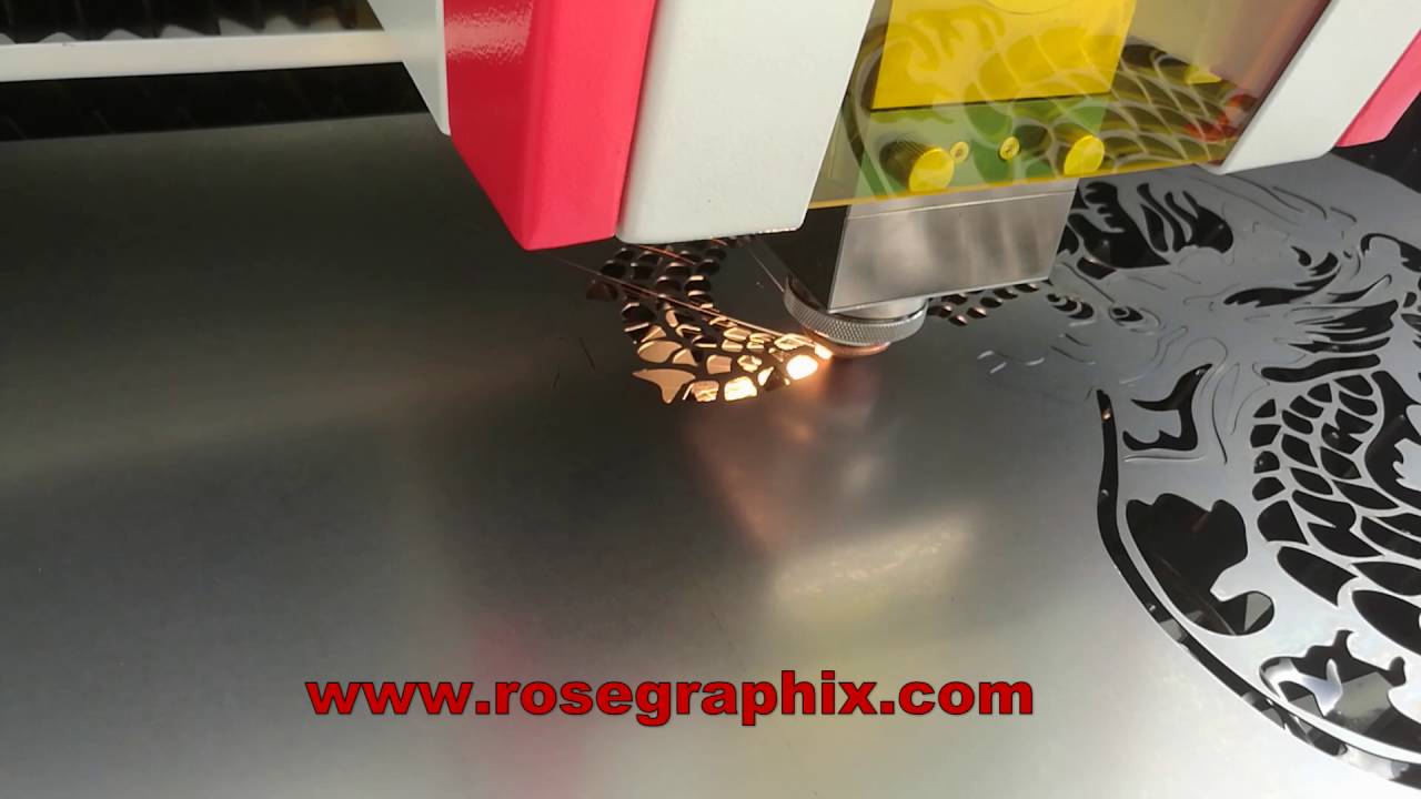 Rose Graphix 500W Fiber Laser Cutter cutting Metal - YouTube