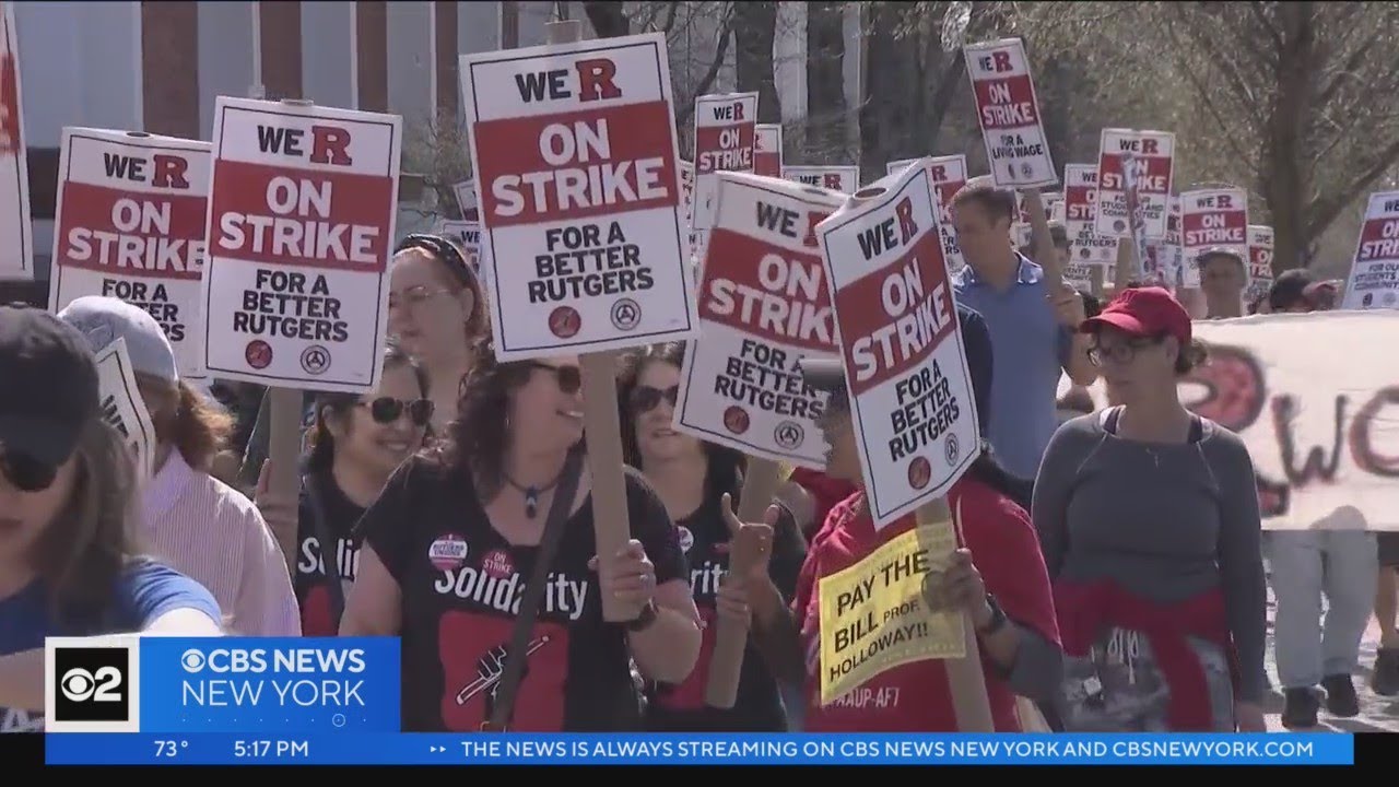 Second day of strike at Rutgers University - YouTube