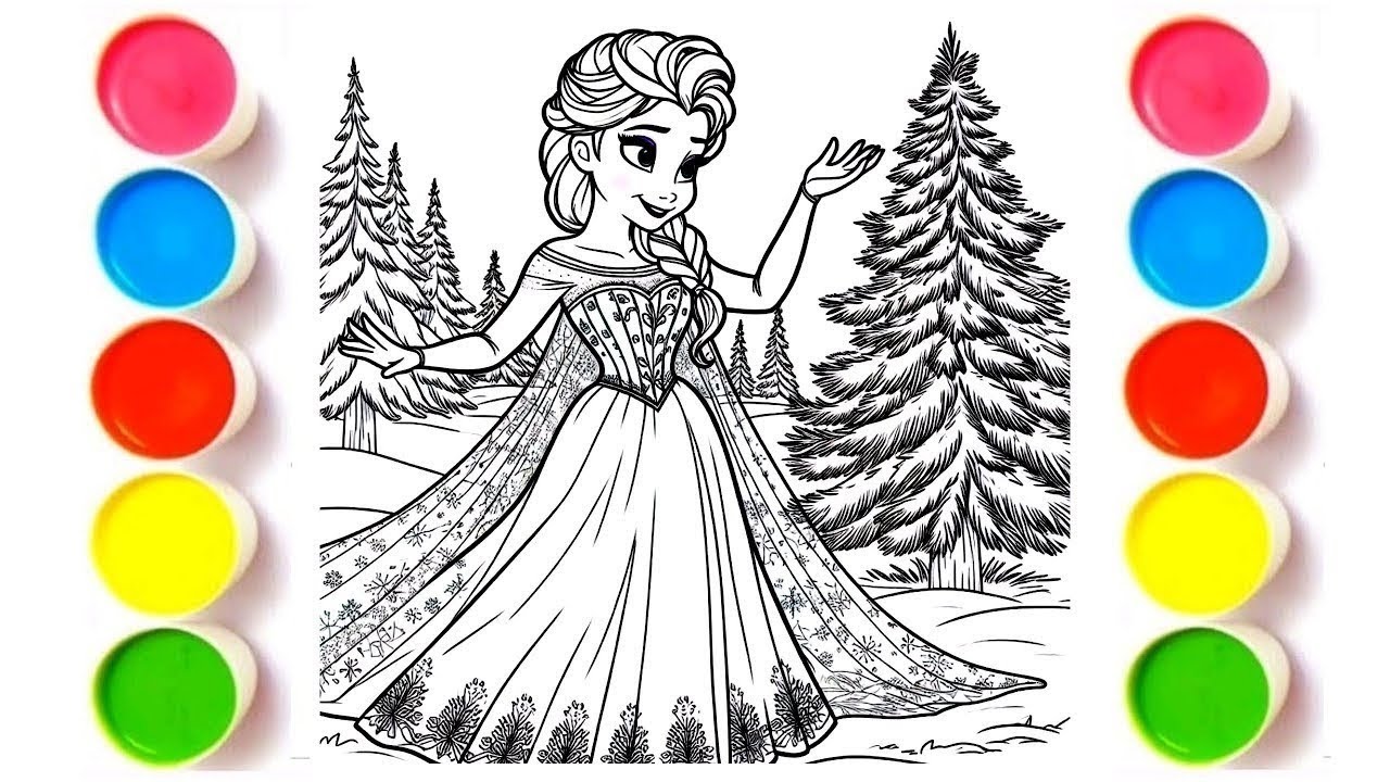 Disney Frozen Elsa Coloring Page | How to Draw Elsa | Beautiful ...