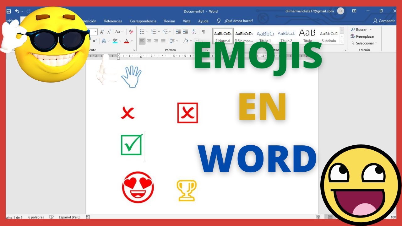 COMO INSERTAR EMOJIS EN WORD | PONER CHECK Y EMOJIS EN WORD 😎 - YouTube