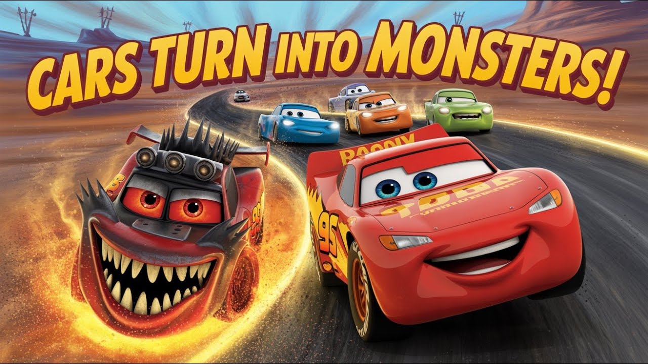 Monster Cars Transformation! Cartoon Race Cars Fall into Pit - YouTube