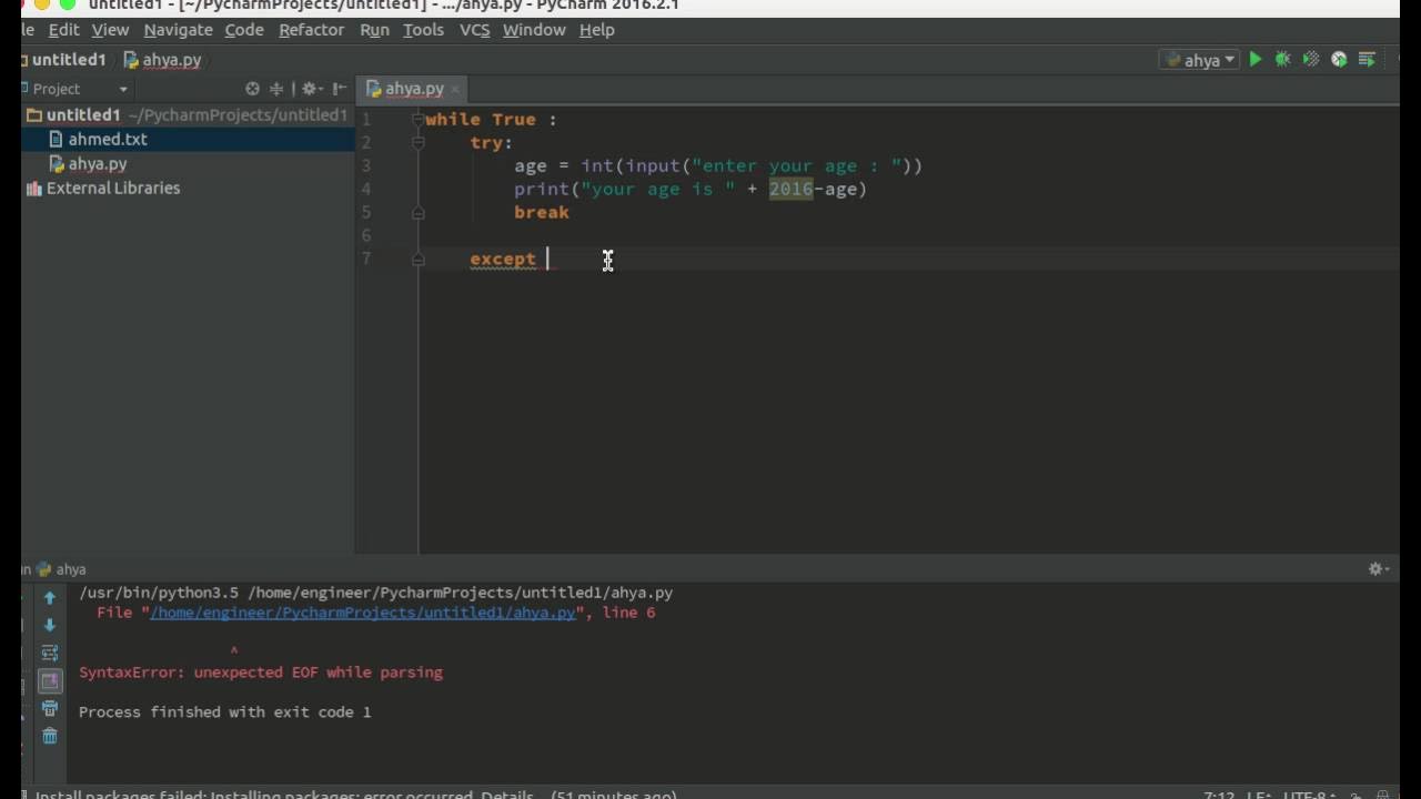 python 3 5 tutorial NO 23 exception - YouTube