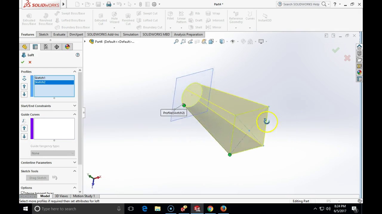 Basics of loft boss in SolidWorks - YouTube