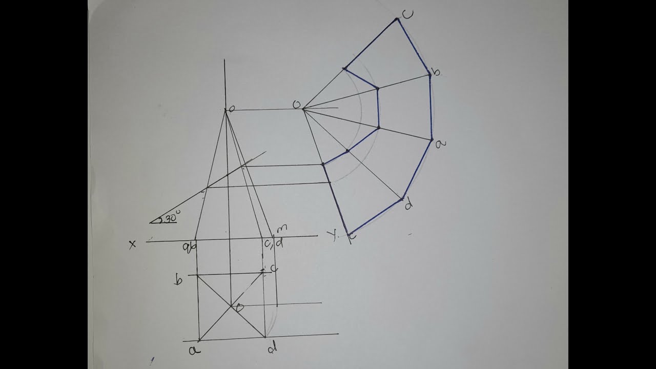 Development of a frustrum of a square pyramid Example 1 - YouTube