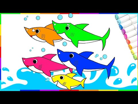 Baby Shark Family Drawing and Colouring| Baby Shark Whole Family ...