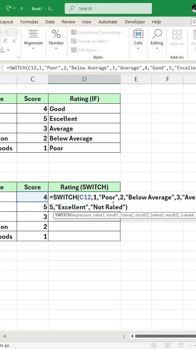 Upgrade Your Excel Skills: Replace IF Function with SWITCH Function for Simpler Formulas - YouTube