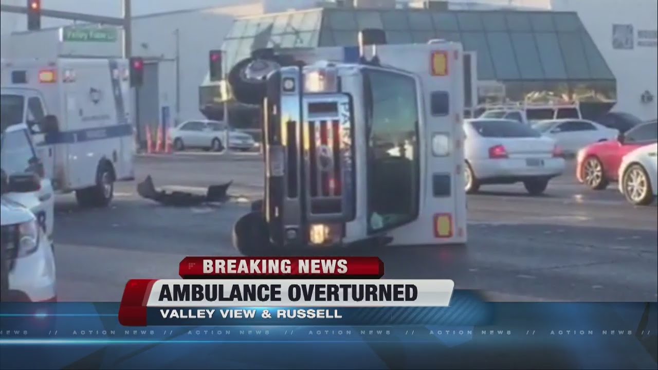 Ambulance flipped on its side - YouTube