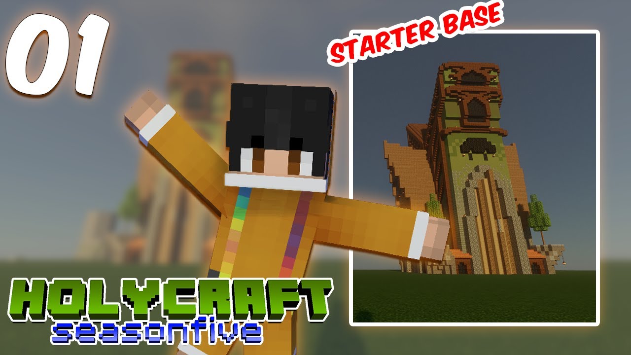 HolyCraft Season 5 // Building a minecraft starter base! // Episode 1 ...