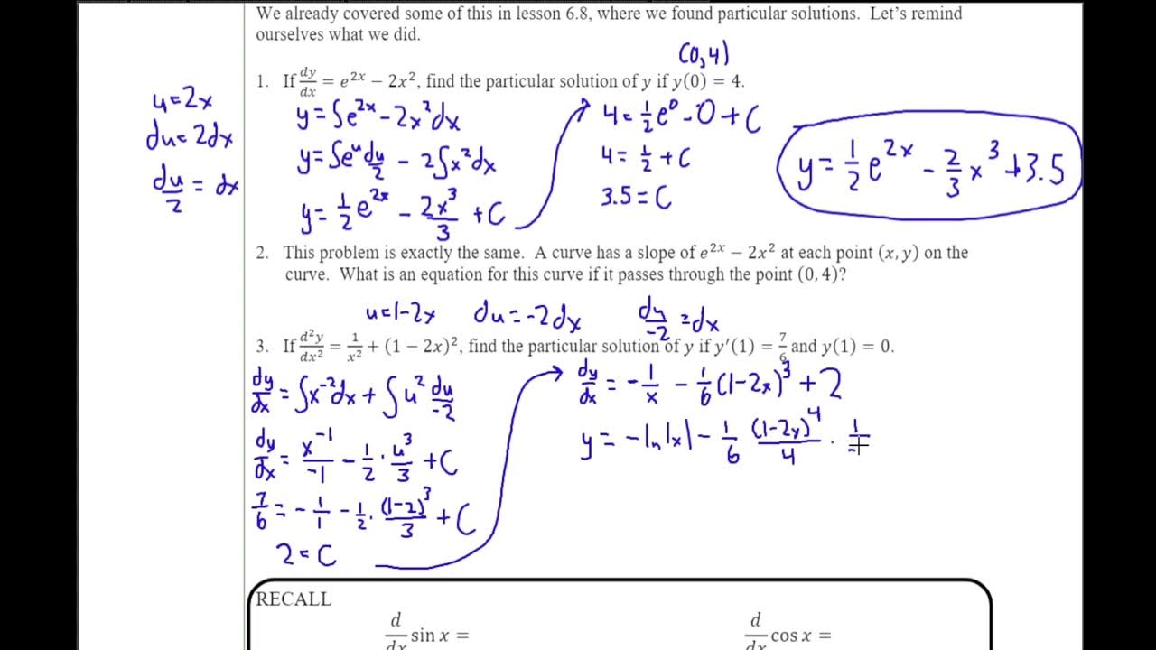 AP Calculus 7.2: Verifying Solutions for Differential Equations - YouTube