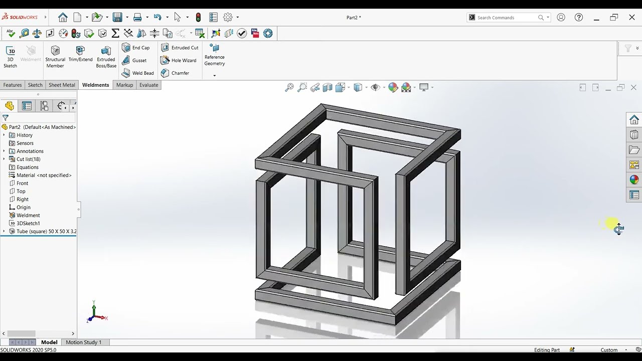 Infinity Cube | 3D CAD Model | How to use weldments. - YouTube