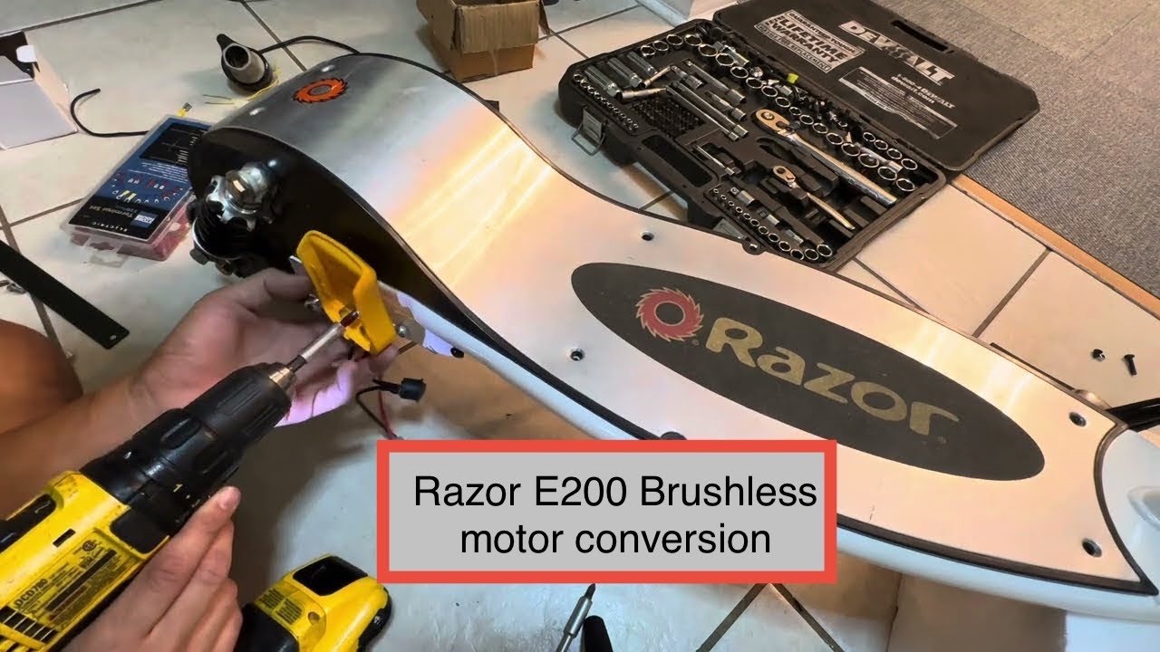 Installing brushless hub motor wheel on Razor E200 scooter with full ...