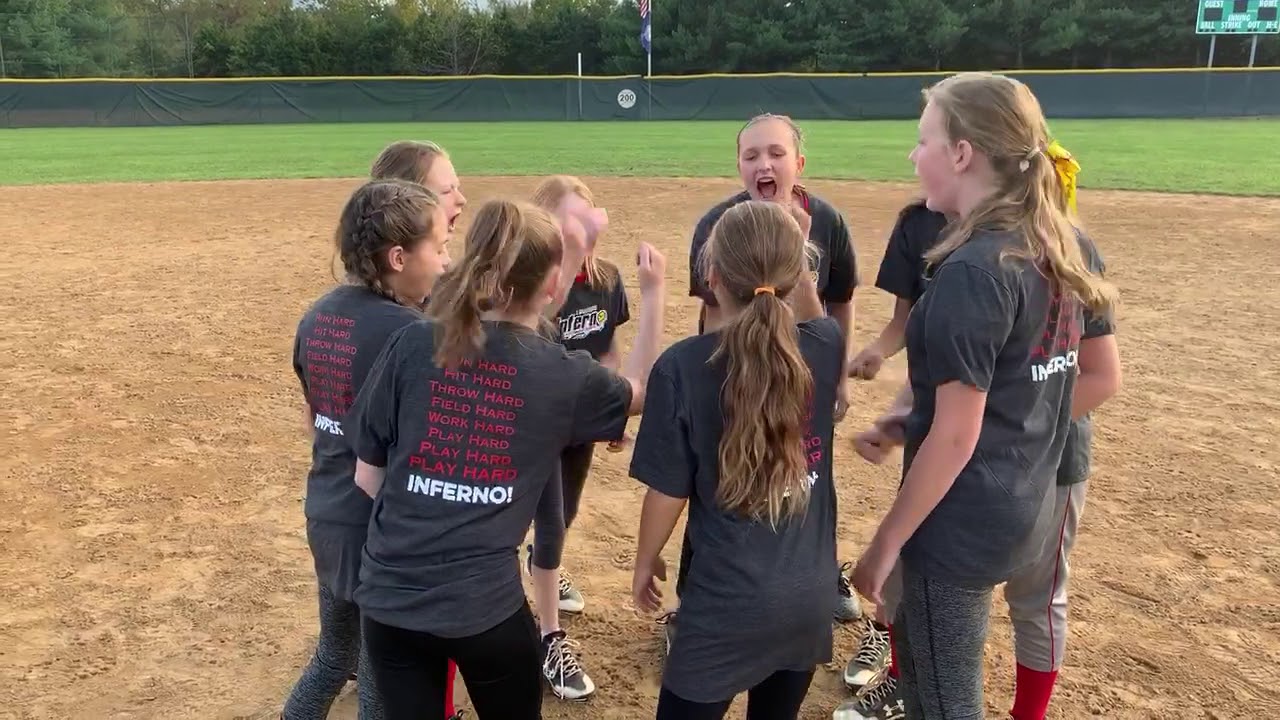Loudoun Inferno Softball Cheer With Custom Ink Shirts - YouTube