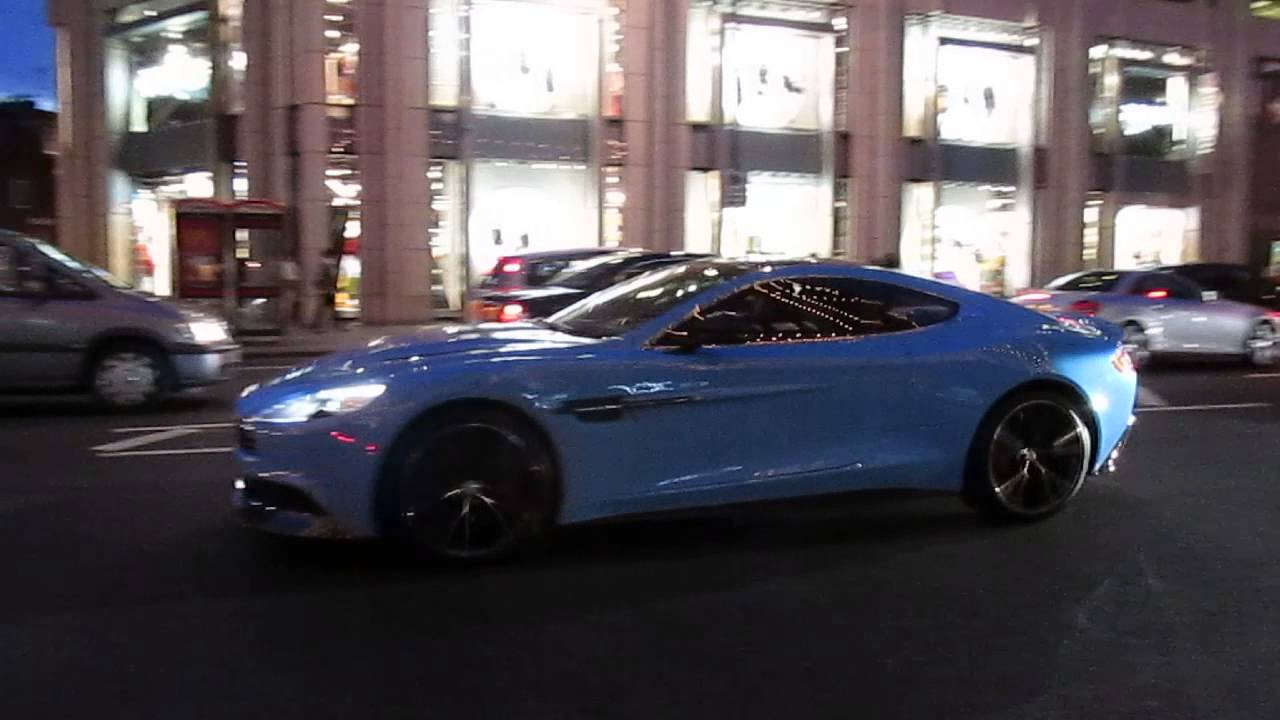 Baby blue Aston martin vanquish - YouTube