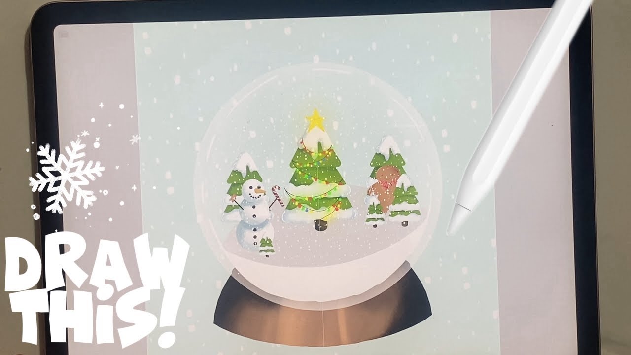 How to draw a snow globe - YouTube